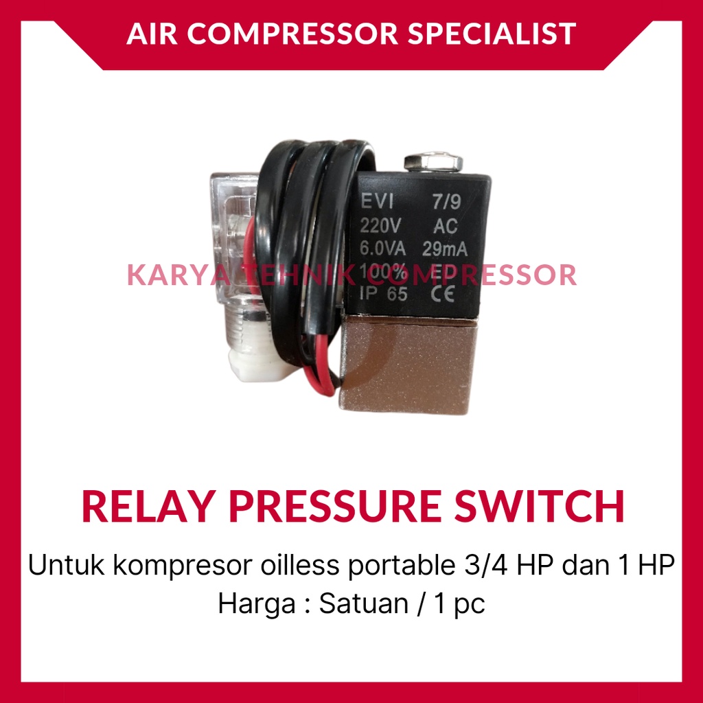 Jual Relay Pressure Switch Otomatis Kompresor Udara Oilless 3/4 HP & 1 ...