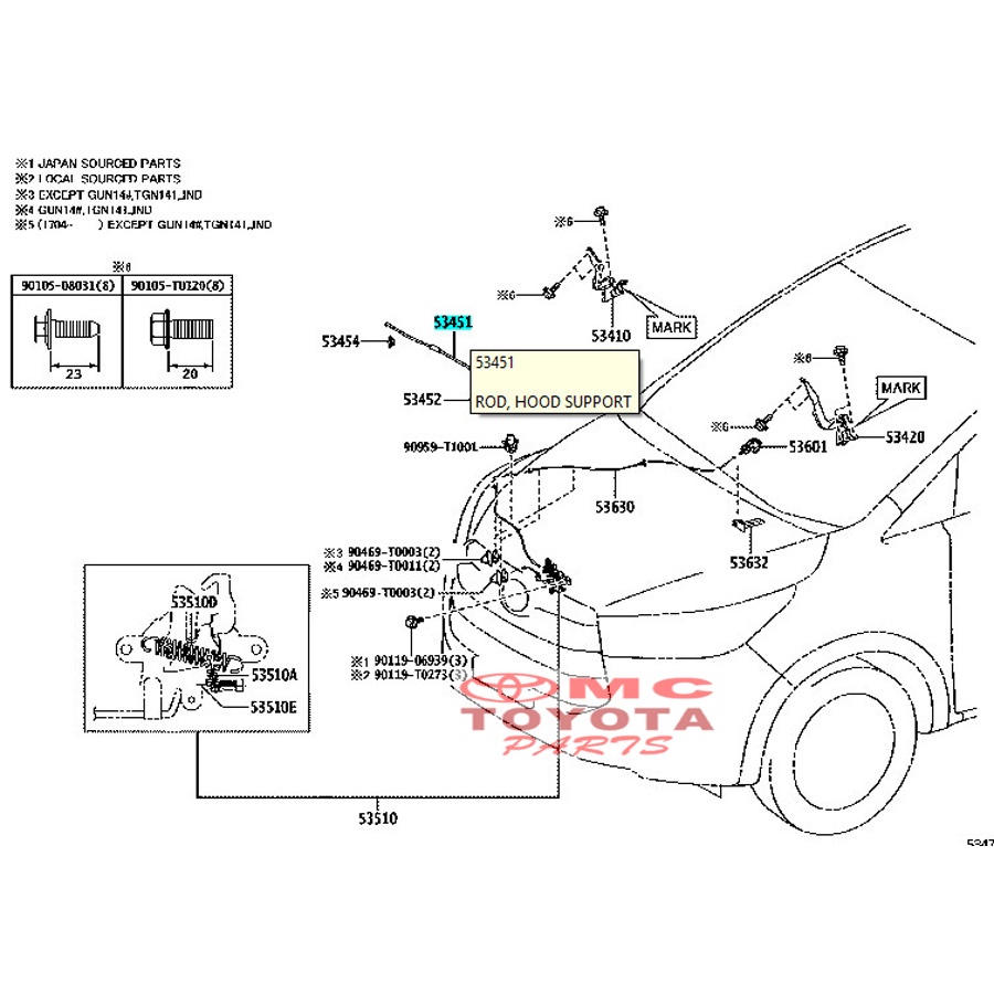 Jual Tiang Penyangga Kap Mesin / Rod Hood Support Innova Reborn 53451 ...
