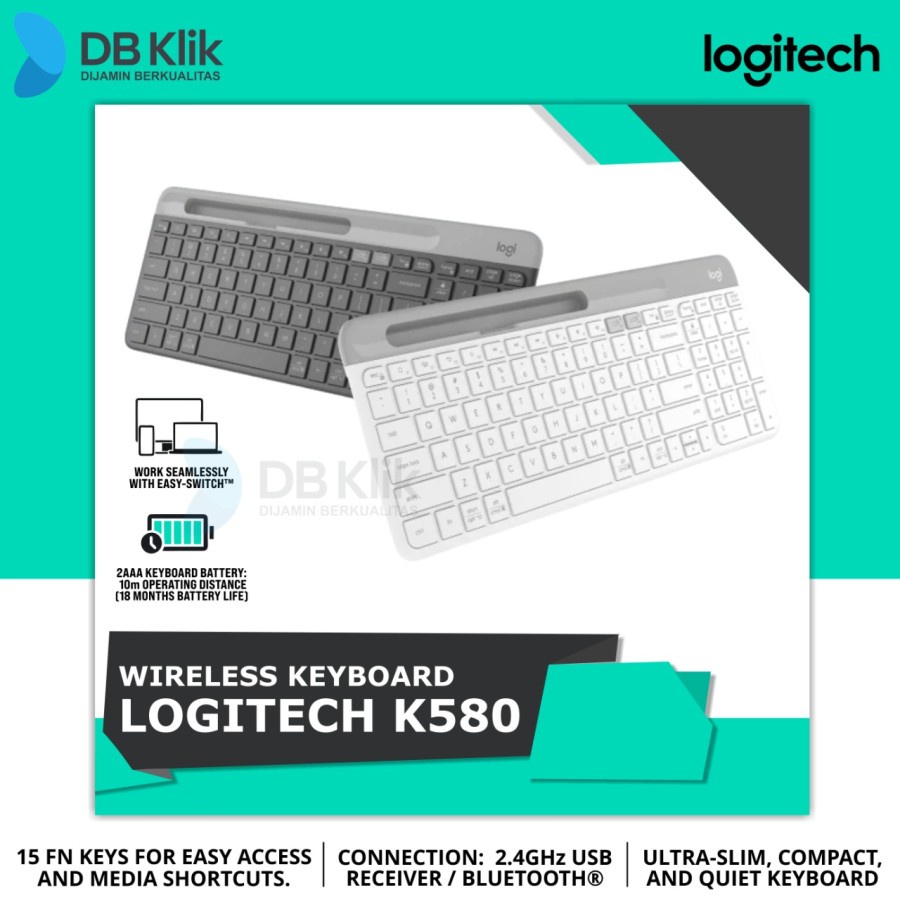 Jual Keyboard Logitech K580 Slime Multi Device Wireless Bluetooth - K 580 | Shopee Indonesia
