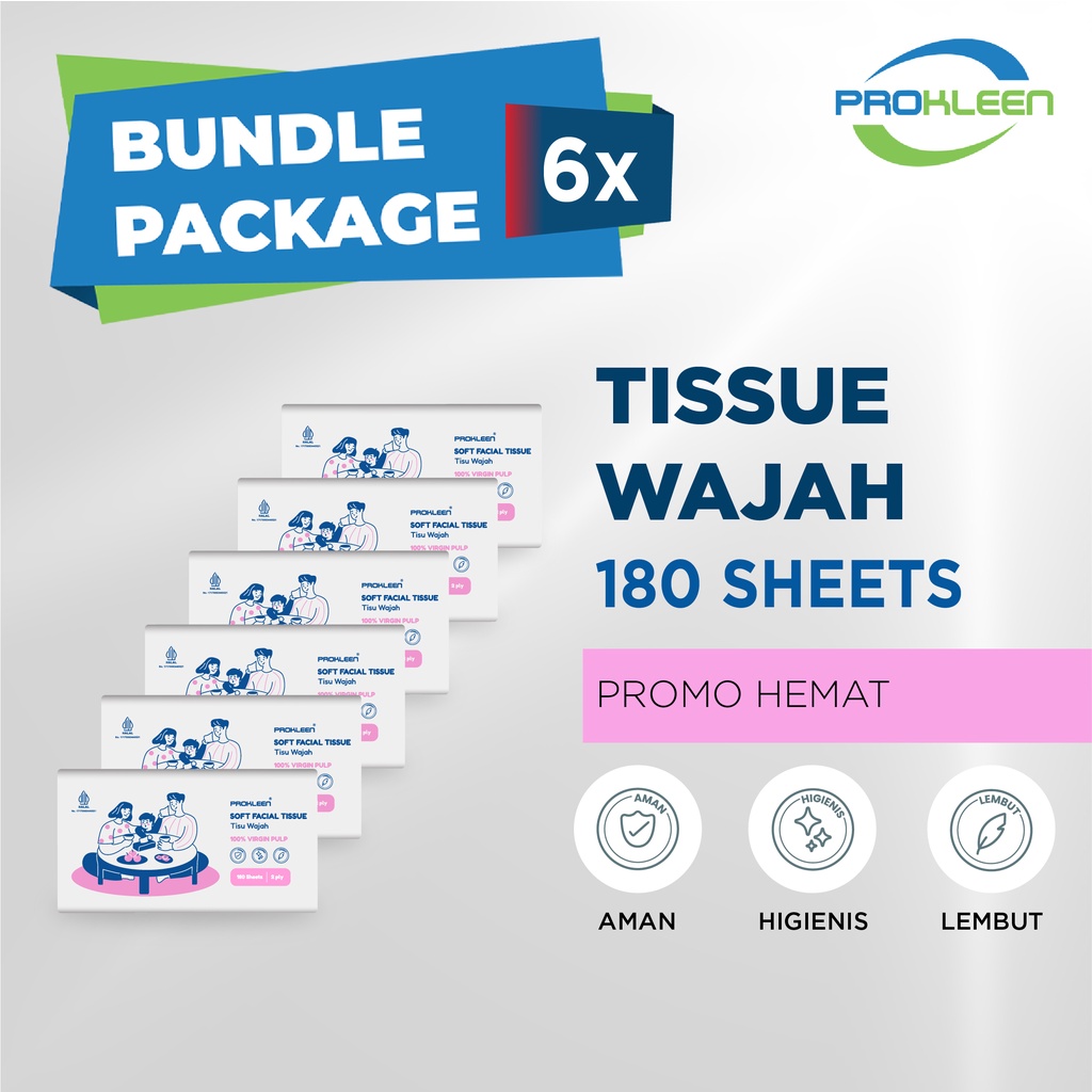 Jual [BUNDLE] SOFT Facial Tissue PROKLEEN Tisu Wajah Tebal Lembut 180s ...