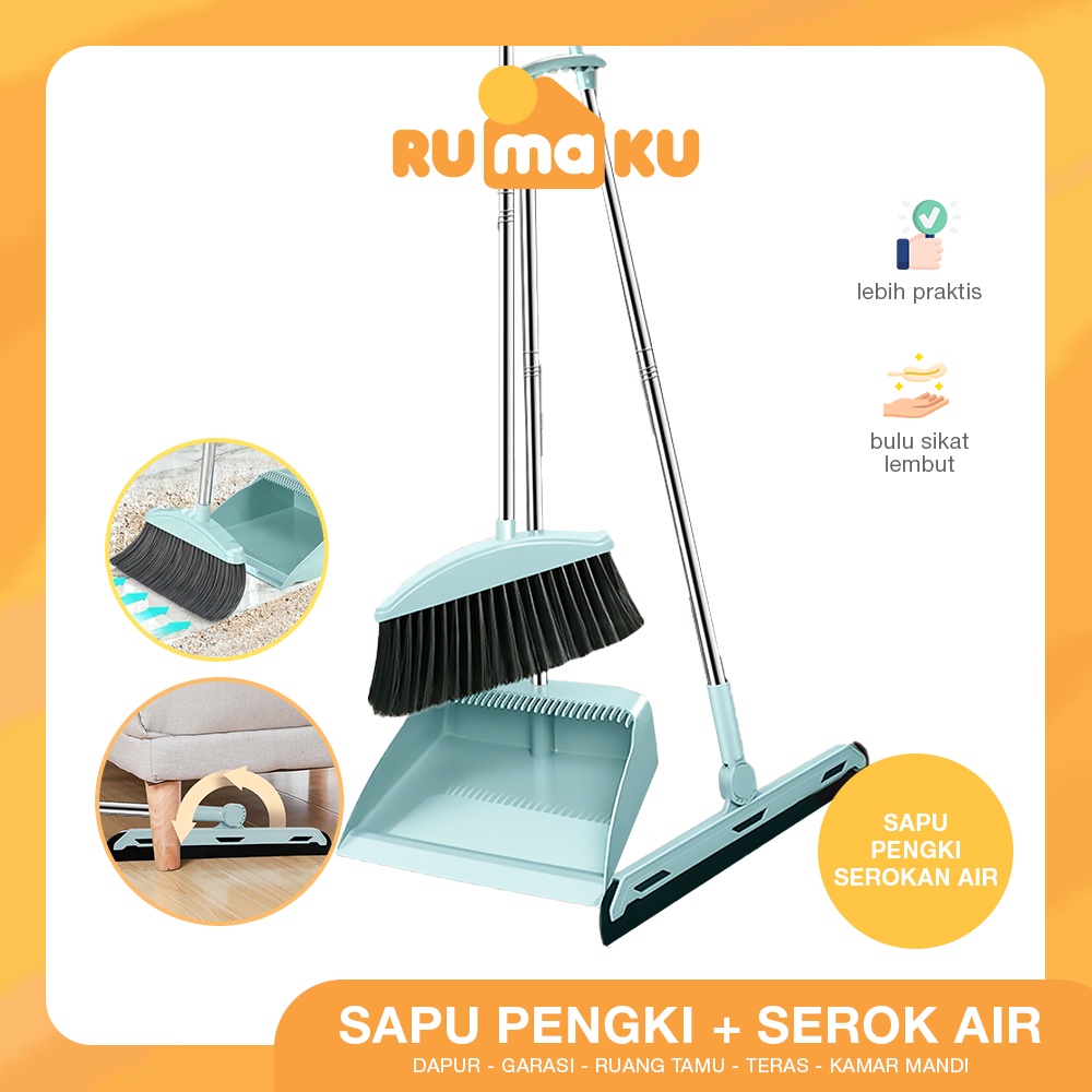 Jual Rumaku Broom Set Dustpan Sapu Pengki Alat Pembersih Praktis 3in1 ...