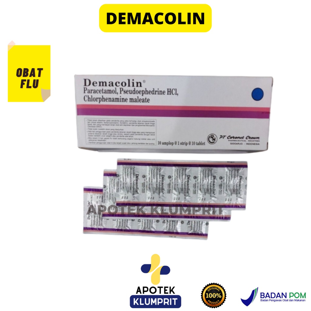 Jual DEMACOLIN TAB /PER STRIP / 10' TABLET / OBAT FLU BATUK | Shopee ...
