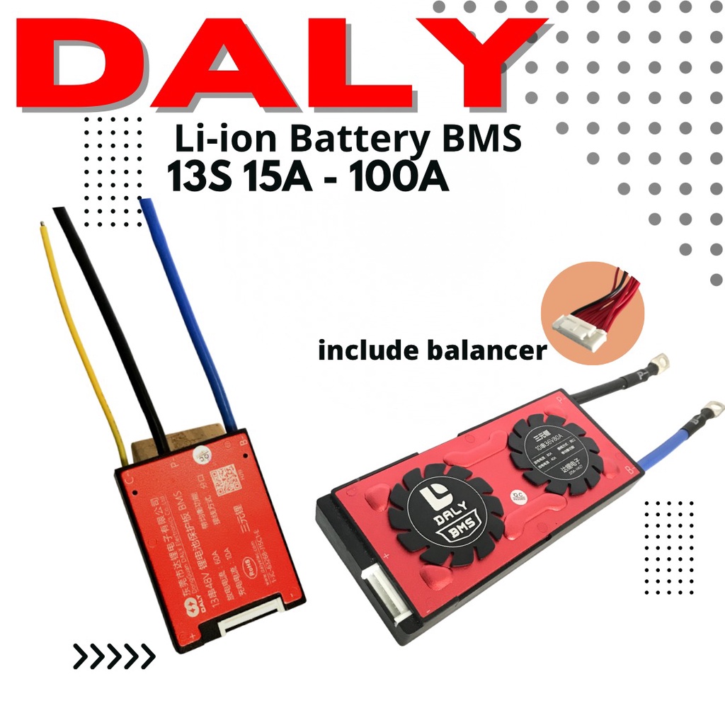 Jual DALY BMS 13S 48V Li-ion 15A, 20A, 30A, 40A, 50A, 60A, 80A, 100A | Shopee Indonesia
