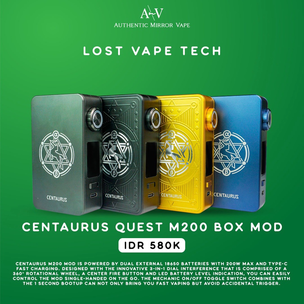 Jual Centaurus M200 200W MOD ONLY 100% Authentic by Lost Vape - DR ...