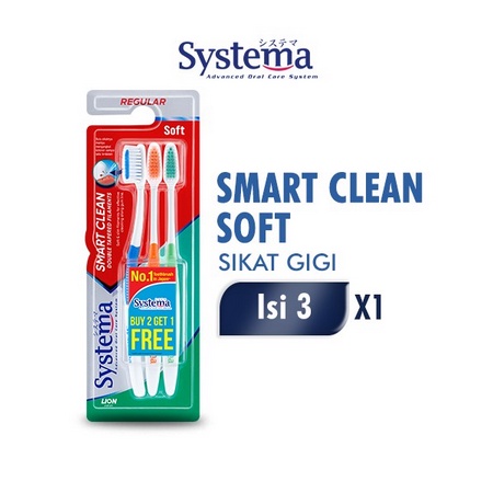 Jual SYSTEMA Sikat Gigi Smart Clean Isi 3 PCS | Shopee Indonesia