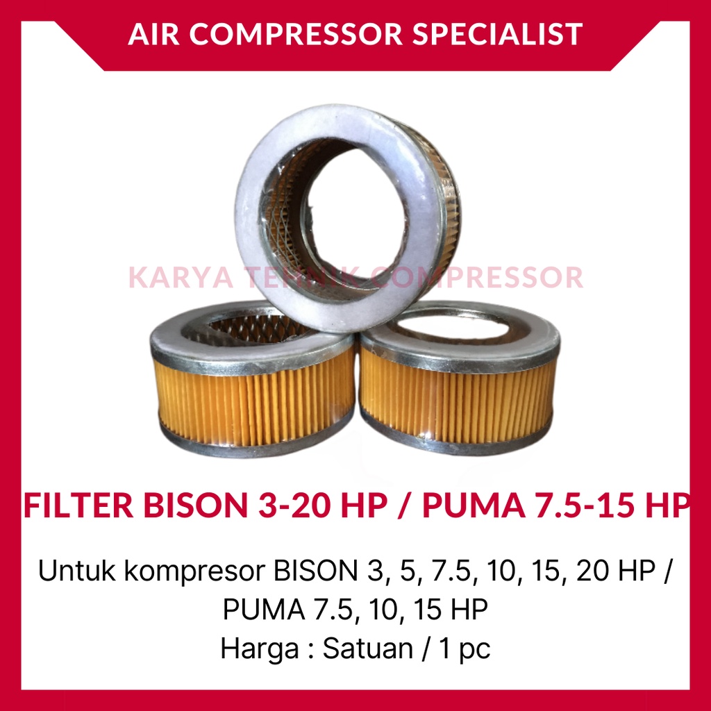 Jual Isi Filter Kompresor Udara BISON 3 HP 5 HP 7.5 HP 10 HP 15 HP 20 HP & PUMA 7.5 HP 10 HP 15 ...