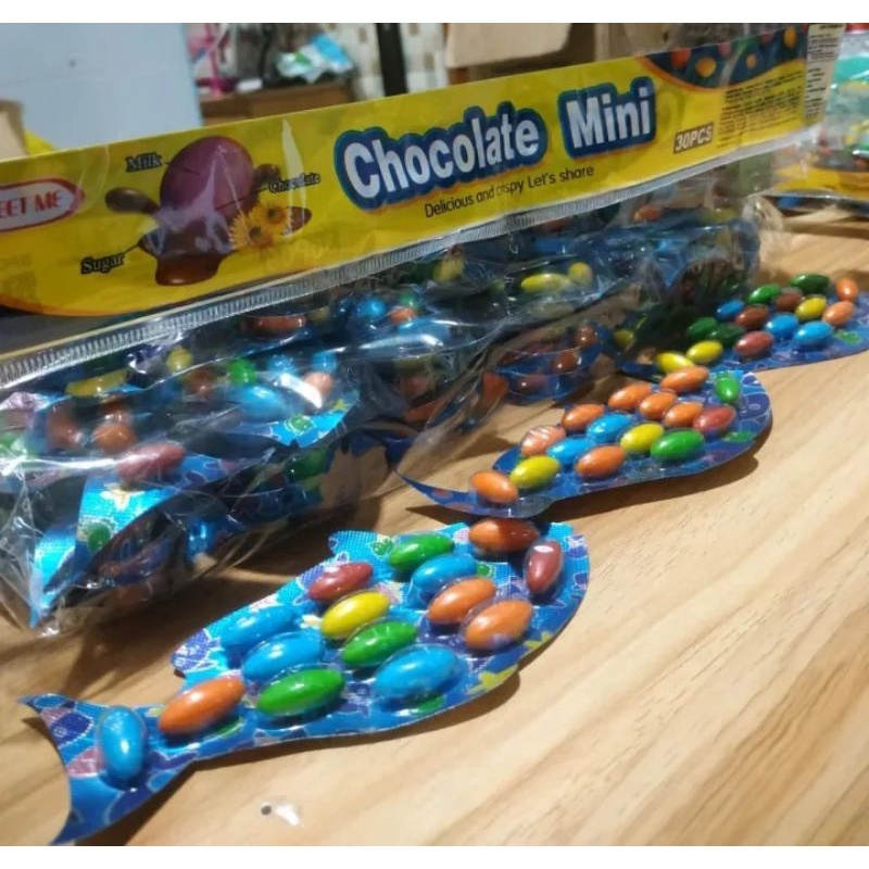Jual PERMEN CHOCOLATE MINI IKAN 1 PAK ISI 30 kemasan box | Shopee Indonesia