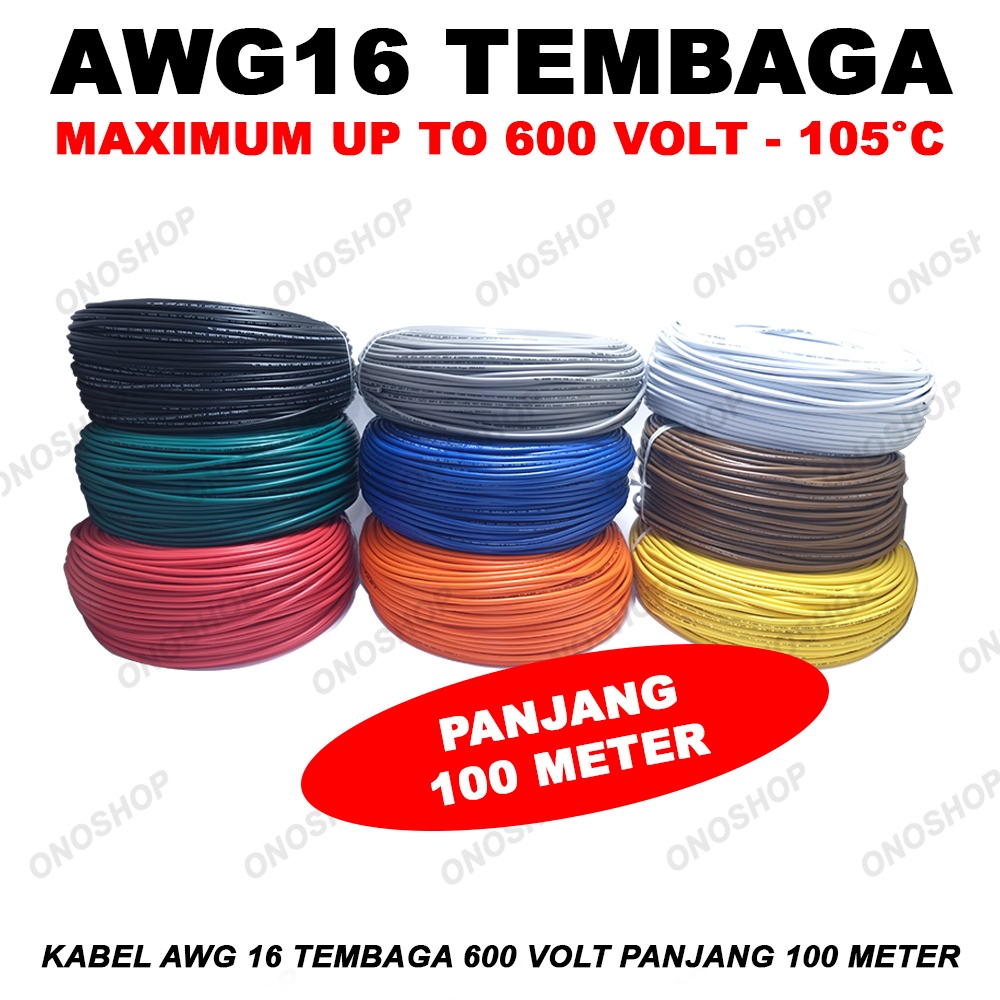 Jual Kabel AWG 16 Tembaga 600 Volt Panjang 100 Meter | Shopee Indonesia