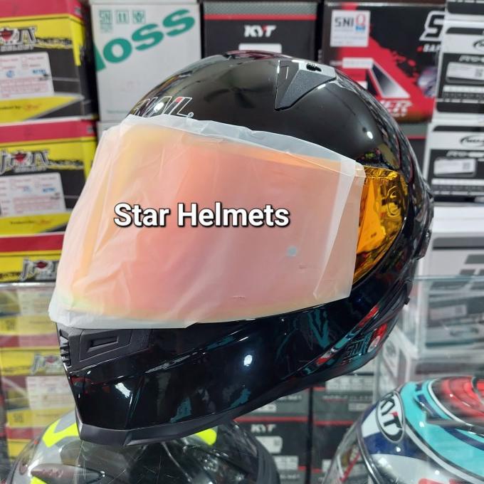 Jual Helm Snail Ffs1 Solid Black Gloss Iridium Flat Visor + Spoiler 3D ...