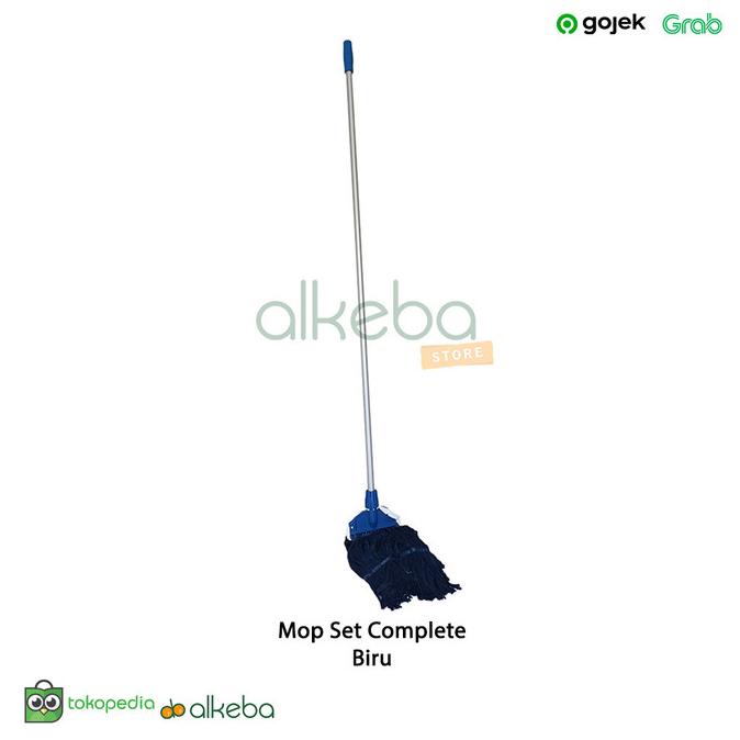 Jual Mop Set Komplit Biru Alat Pel Gagang ( Kain Mop + Frame + Tangkai ...