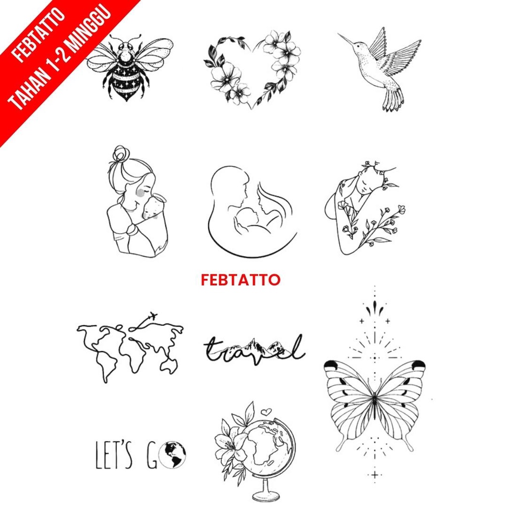 Jual Tato Basic Tahan 5-7 Hari Tato Temporer Burung Love Lebah Tato ...