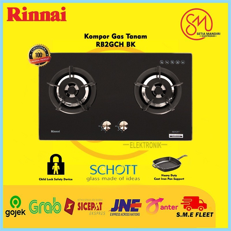 Jual RINNAI 2GHC Kompor Tanam 2 Tungku Schott Tempered Glass RB-2GH-C (BK) | Shopee Indonesia