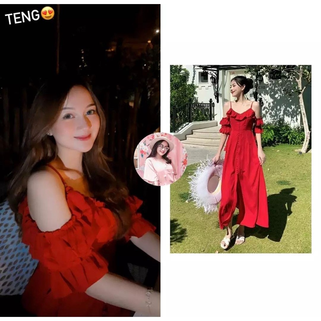 Jual 𝐑𝐄𝐀𝐃𝐘 𝐒𝐓𝐎𝐂𝐊 𝐒𝐀𝐅 - NANDA red sabrina dress woman premium / korean ...