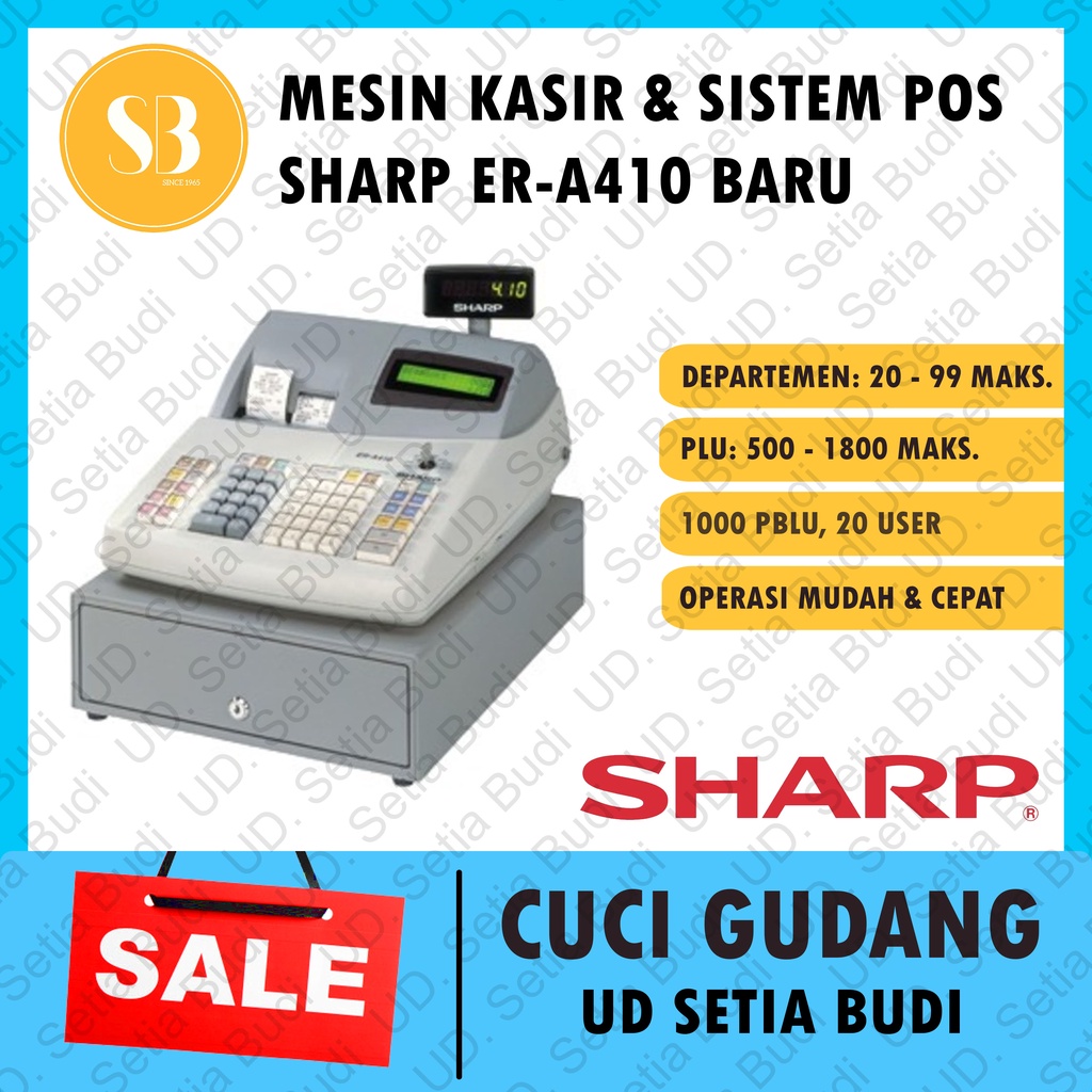 Jual Mesin Kasir dengan POS Sharp ER-A410 1800 PLU Cash Register Asli ...