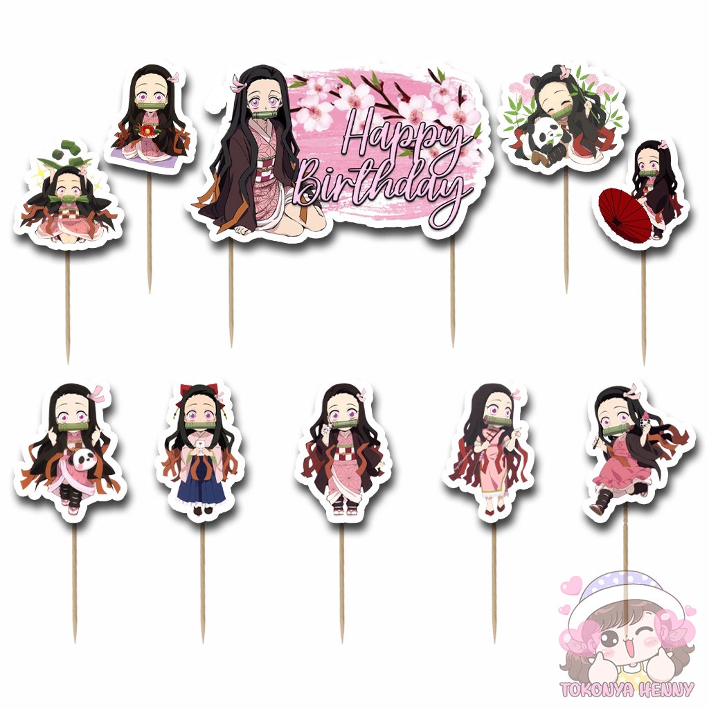 Jual Topper Cake Hiasan Kue Ulang Tahun motif DEMON SLAYER NEZUKO ANIME ...