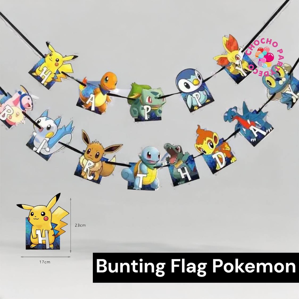 Jual Bunting Flag POKEMON / Banner Ulang Tahun Pikachu | Shopee Indonesia