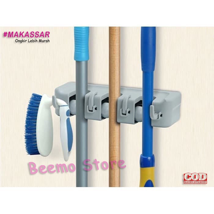 Jual Magic 3 Slot Hook Gantungan Sapu Hanging Mop Holder Alat Pel ...