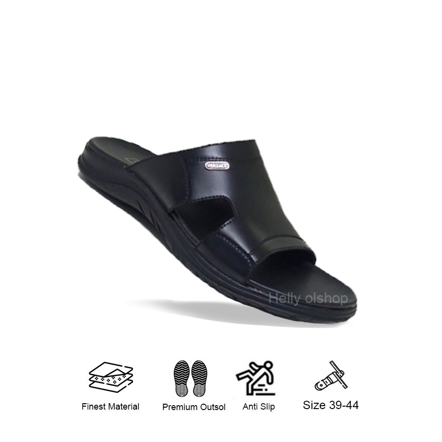 Jual AGS.A03 Rota Full Black | Sandal Kondangan Pria | Sandal Kulit ...