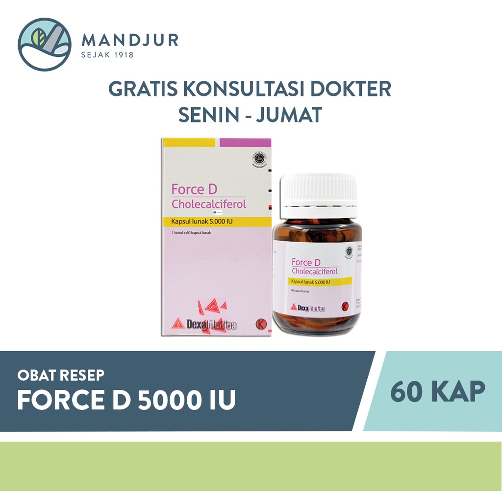 Jual Force D Vitamin D3 5000 IU 60 Kapsul Lunak | Shopee Indonesia