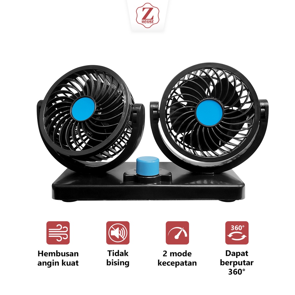 Jual Kipas Angin Mobil Double-Headed Fan Aksesoris Mobil Interior Kipas ...