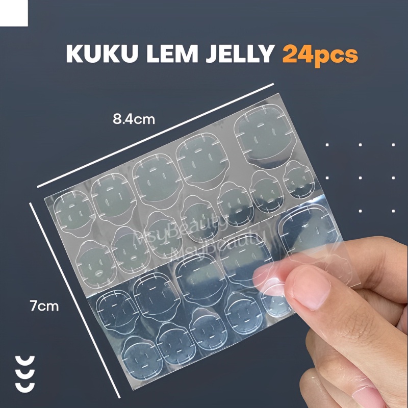 Jual MSY 24pcs Lem Jelly Kuku Palsu Tangan & Kaki Transparan/Lem Tempel ...