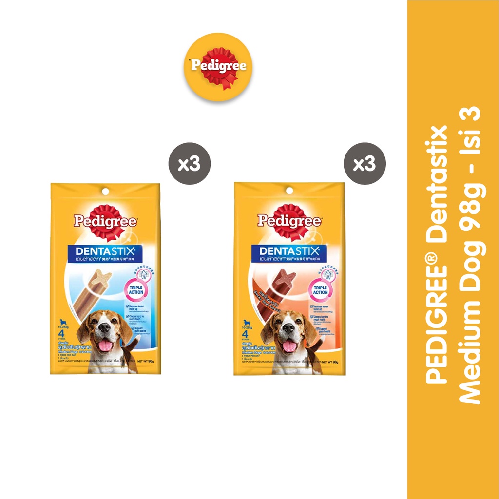 Jual PEDIGREE Dentastix Snack Anjing Medium Dewasa 98g (3-Pack ...