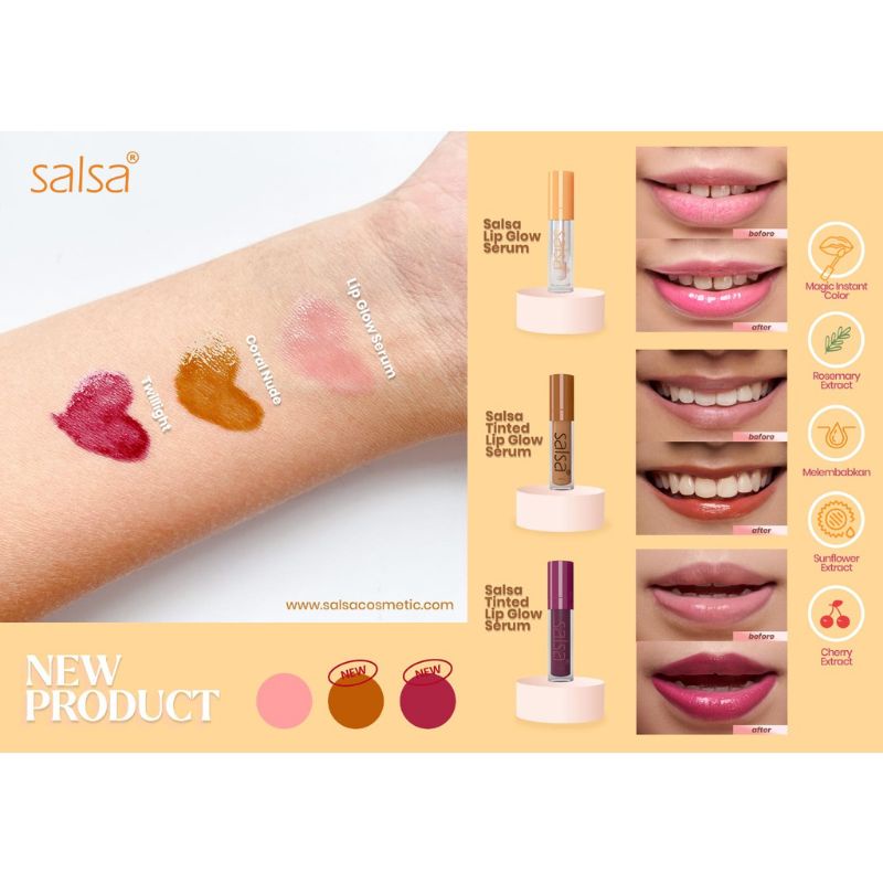 Jual SALSA Lip Glow Serum 3gr - Moisturizing Serum Bibir TINTED COLOUR ...