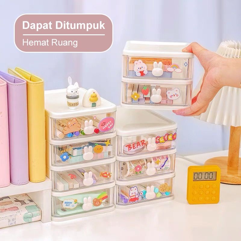 Jual JMALL Laci Mini Esthetic Motif Kelinci / Rak Meja Laci Serbaguna ...