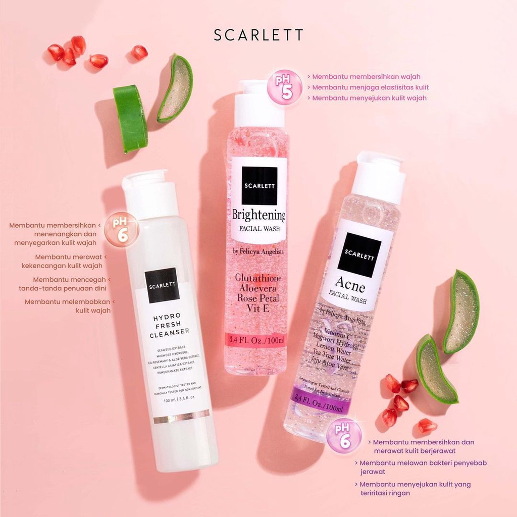 Jual (RM)SCARLET Whitening & Acne Facial Wash | Gentle Skin Acne ...