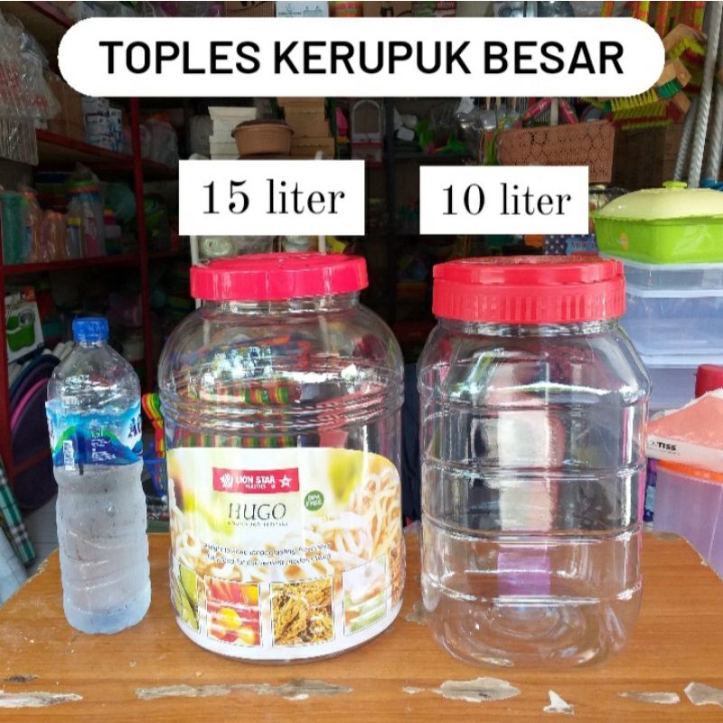 Jual toples plastik PET 10 liter / toples plastik kerupuk / toples ...
