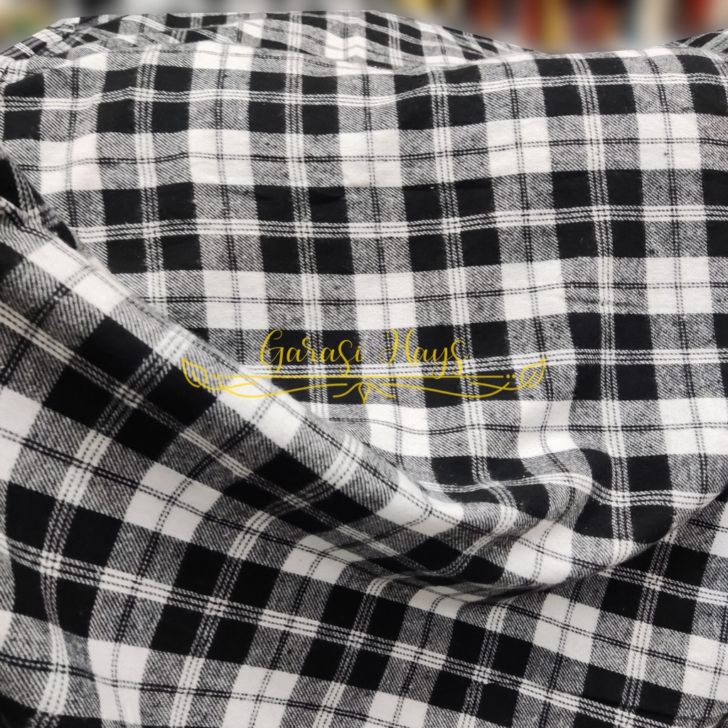 Jual Kain Flanel Flannel Semi Wool Black White Hitam Putih Motif Kotak ...