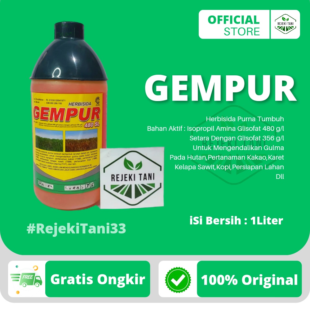 Jual Herbisida GEMPUR 480 SL 1L Racun Obat Pembasmi Rumput Gulma Daun ...