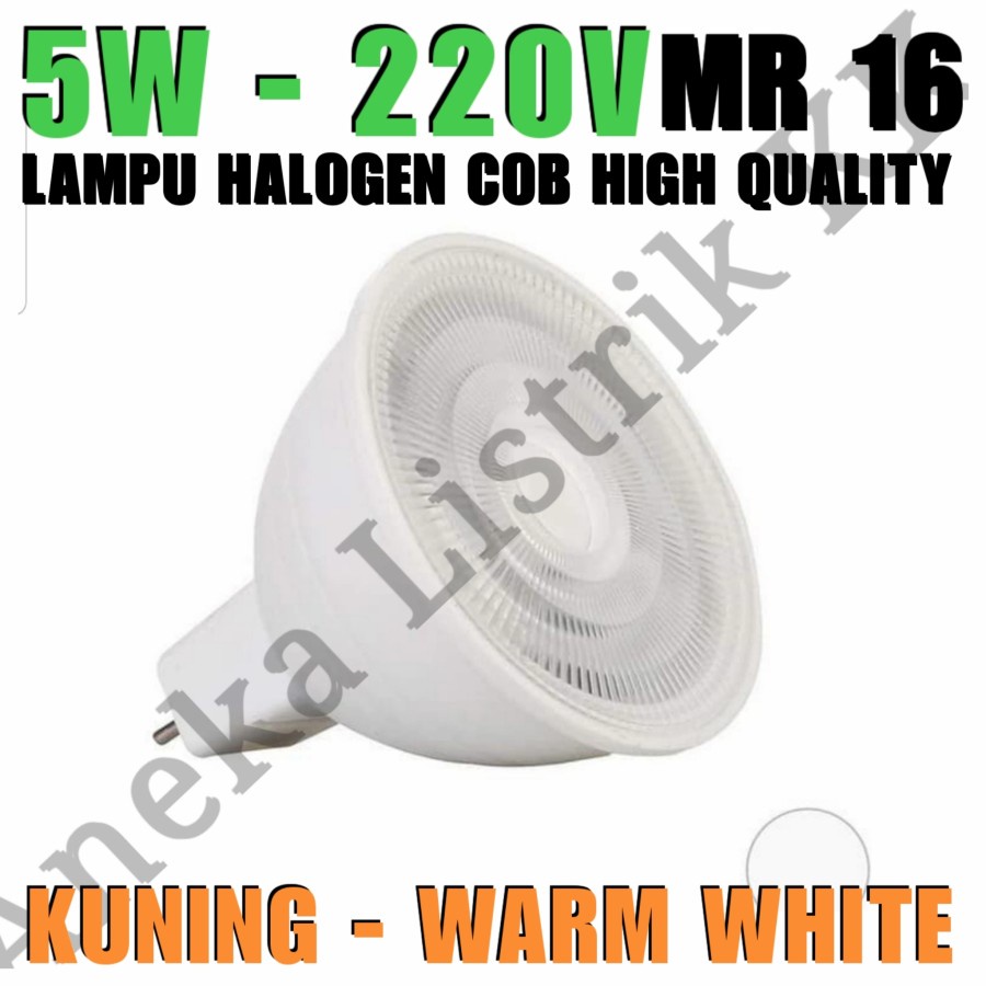 Jual LAMPU HALOGEN LED MR16 COB 5W 220V KUNING HALLOGEN SOROT MR 16 5 W WAT - TANPA BUBBLE ...