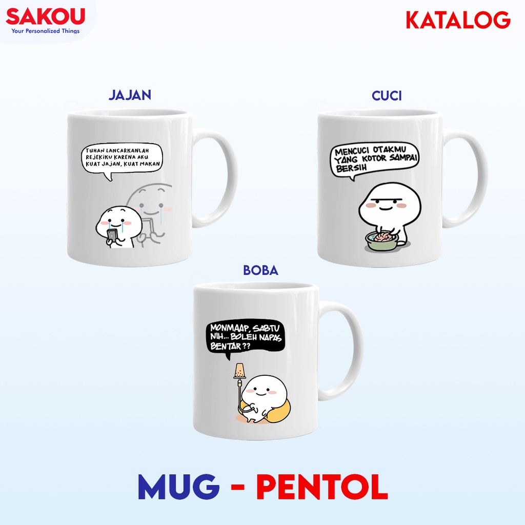 Jual Sakou Katalog Mug Pentol Gelas Lucu Cangkir Kartun | Shopee Indonesia