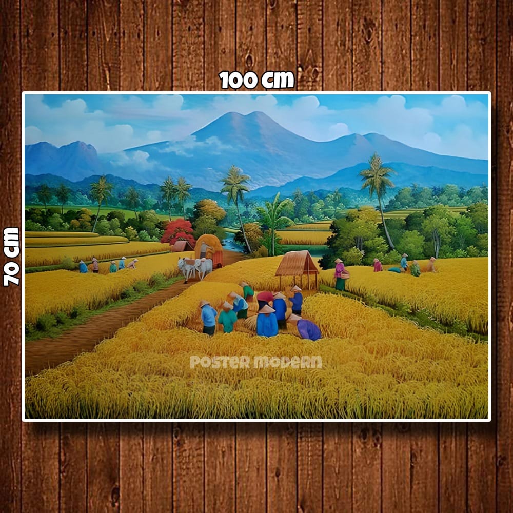 Jual HIASAN DINDING POSTER GAMBAR PANEN PADI #CODE04 UKURAN XTRA JUMBO ...