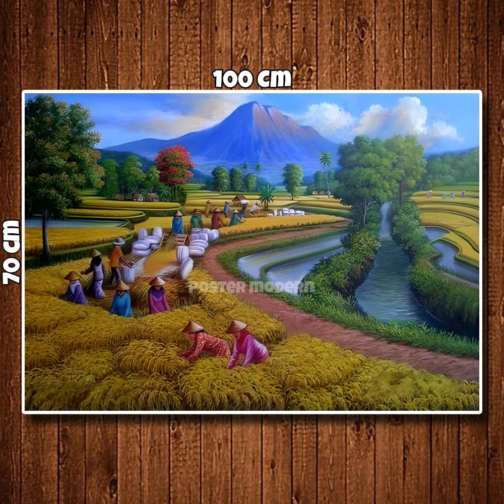 Jual HIASAN DINDING POSTER GAMBAR PANEN PADI #CODE10 UKURAN XTRA JUMBO ...