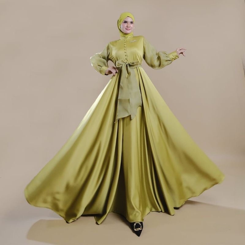 Jual RAMADANI Dress full Umbrella lengan bishop organza by zenira butik ...