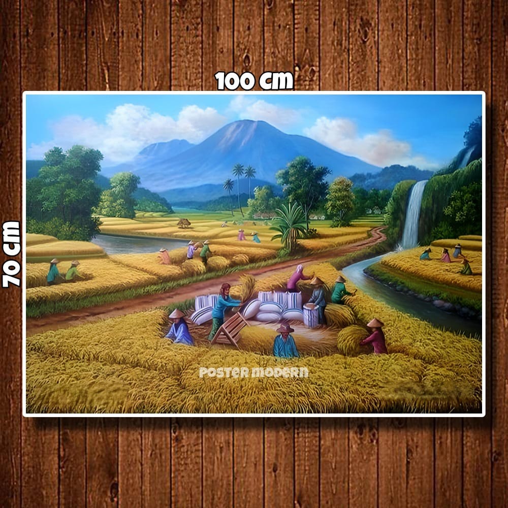 Jual HIASAN DINDING POSTER GAMBAR PANEN PADI #CODE11 UKURAN XTRA JUMBO ...