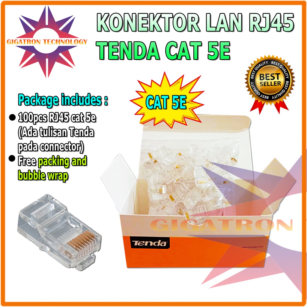Jual Konektor Rj45 Lan / Rj 45 Tenda Isi 100 Pcs Cat5/Cat5e Best ...