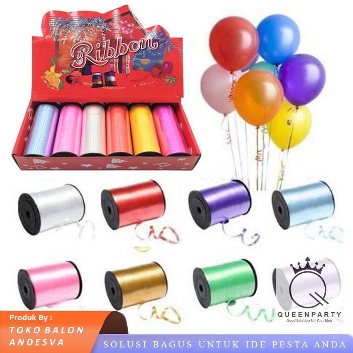 Jual pita balon ribbon / pita ribbon mix / pita balon helium / pita ...