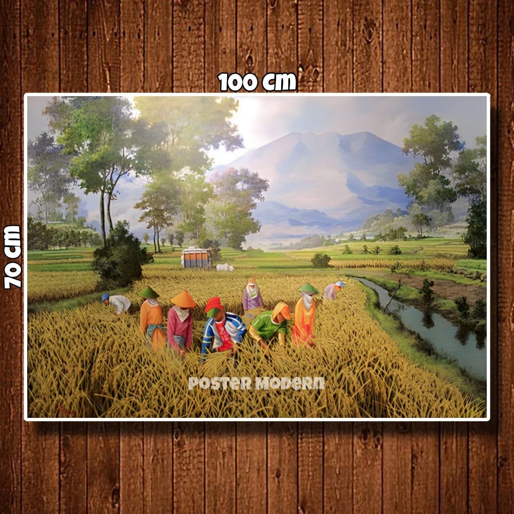 Jual HIASAN DINDING POSTER GAMBAR PANEN PADI #CODE23 UKURAN XTRA JUMBO ...