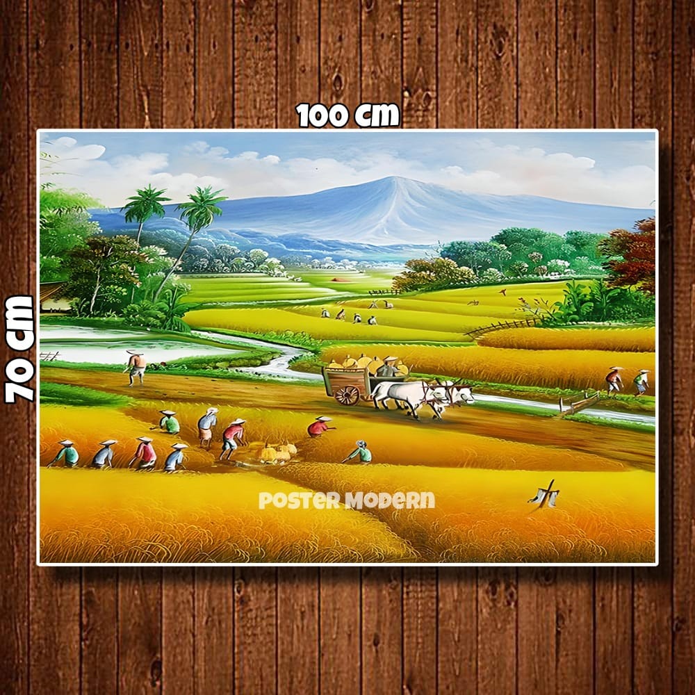 Jual HIASAN DINDING POSTER GAMBAR PANEN PADI #CODE28 UKURAN XTRA JUMBO ...