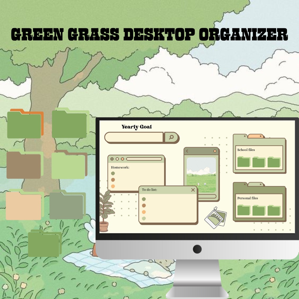 Jual Desktop Organizer Wallpaper for Windows and Macbook --- Green ...