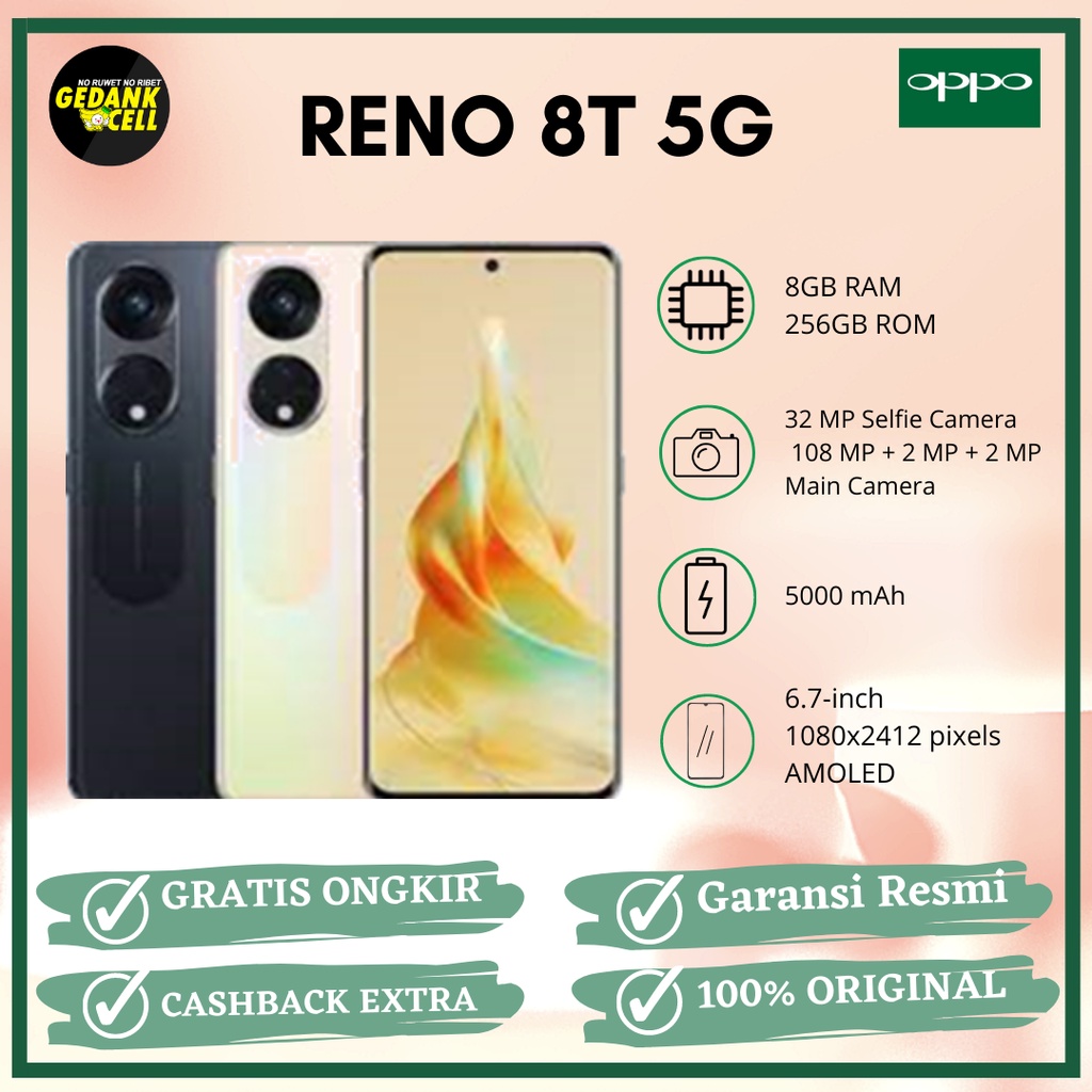 Jual Handphone Oppo Reno 8T (5G) 8/256 - Hp New | Shopee Indonesia