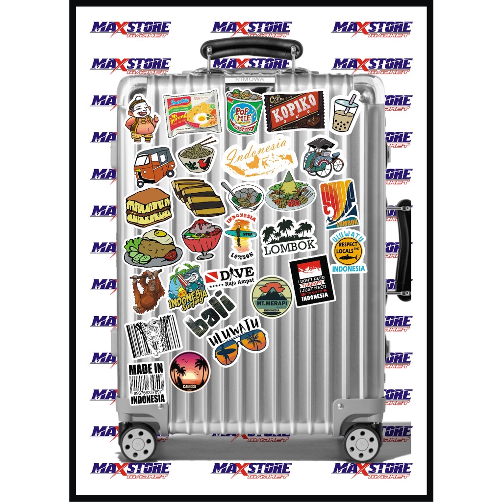 Jual luggage sticker / indonesia sticker pack / travel sticker / bali ...