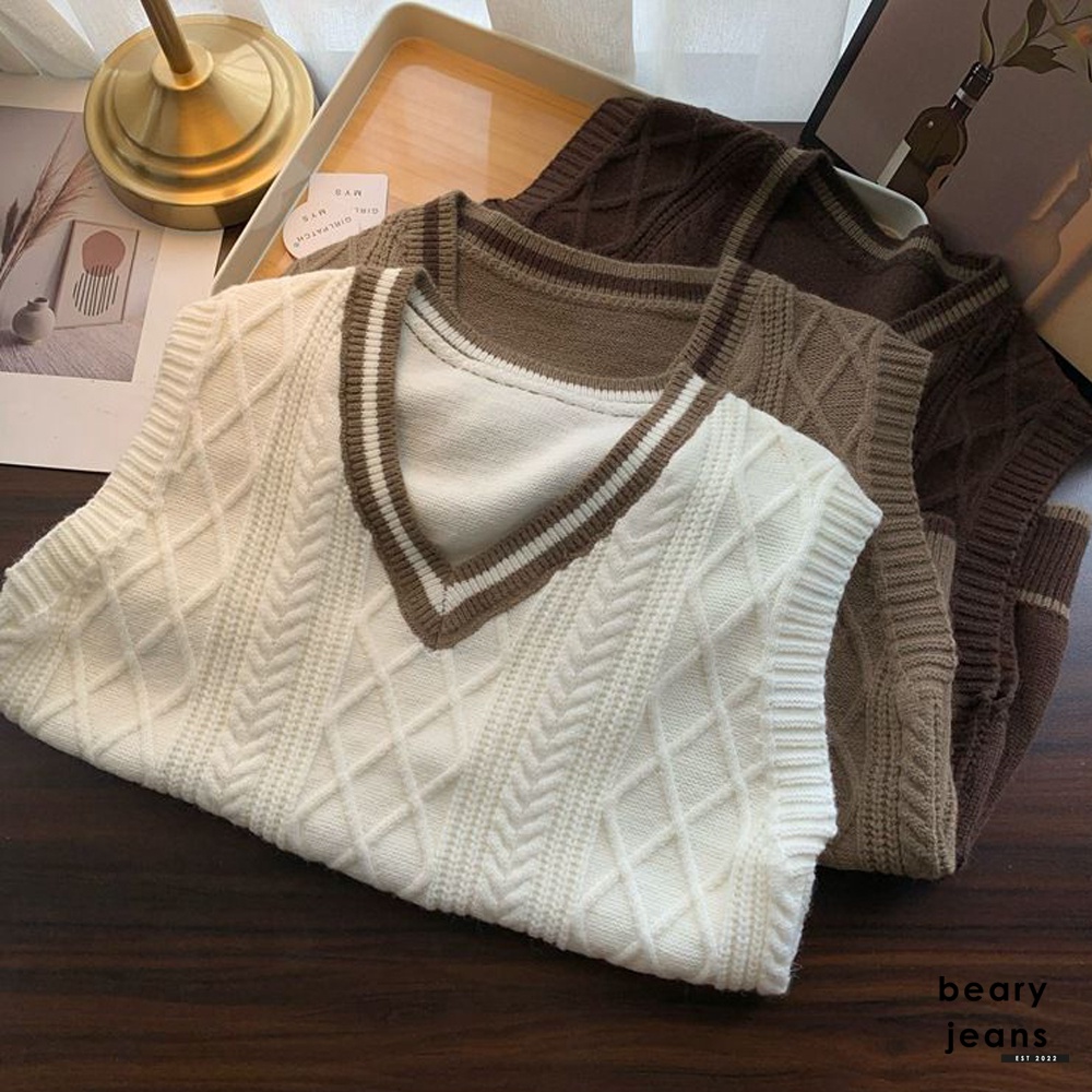 Jual BEARY JEANS BJ064 | Prism Style Korean Vest Rompi Rajut Polos Wanita Premium Import ...