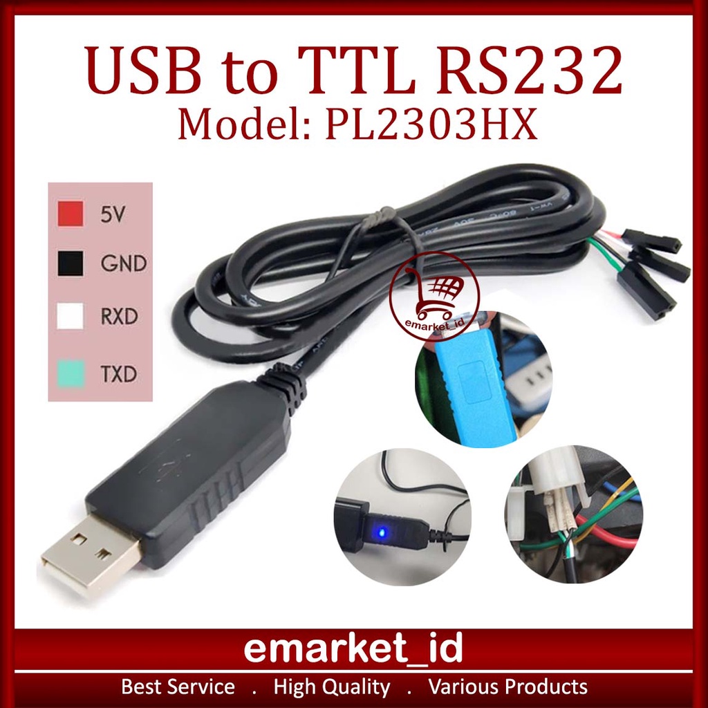Jual Kabel USB to TTL RS232 PL2303HX / Converter Cable Module 4p 4 Pin ...