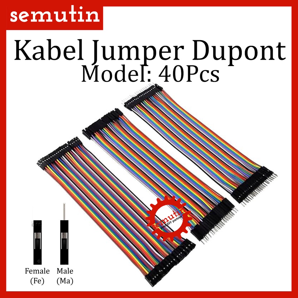 Jual Kabel Jumper Dupont 40pcs Pelangi / Cable Breadboard Female Male ...