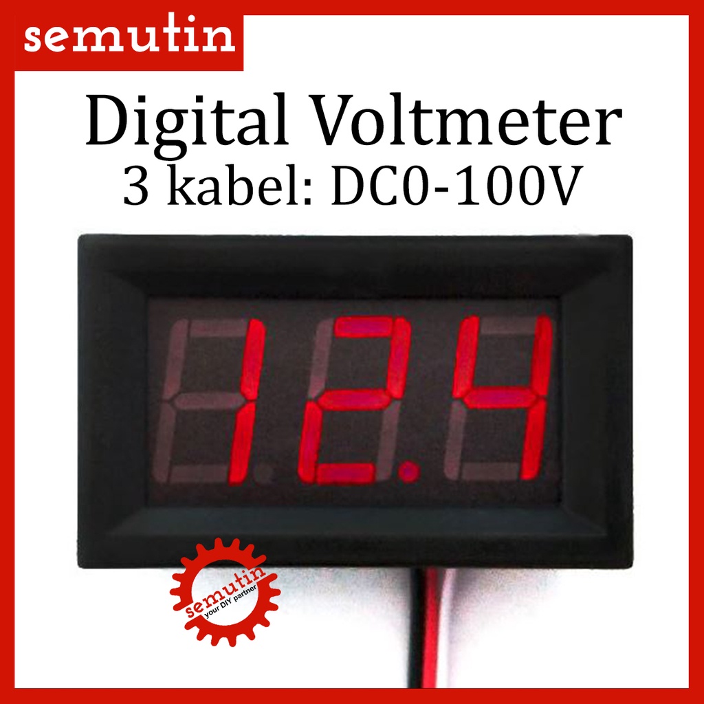 Jual Digital Voltmeter LED DC 0-100V 3 Kabel / 0.56 inch Volt Meter Wire | Shopee Indonesia
