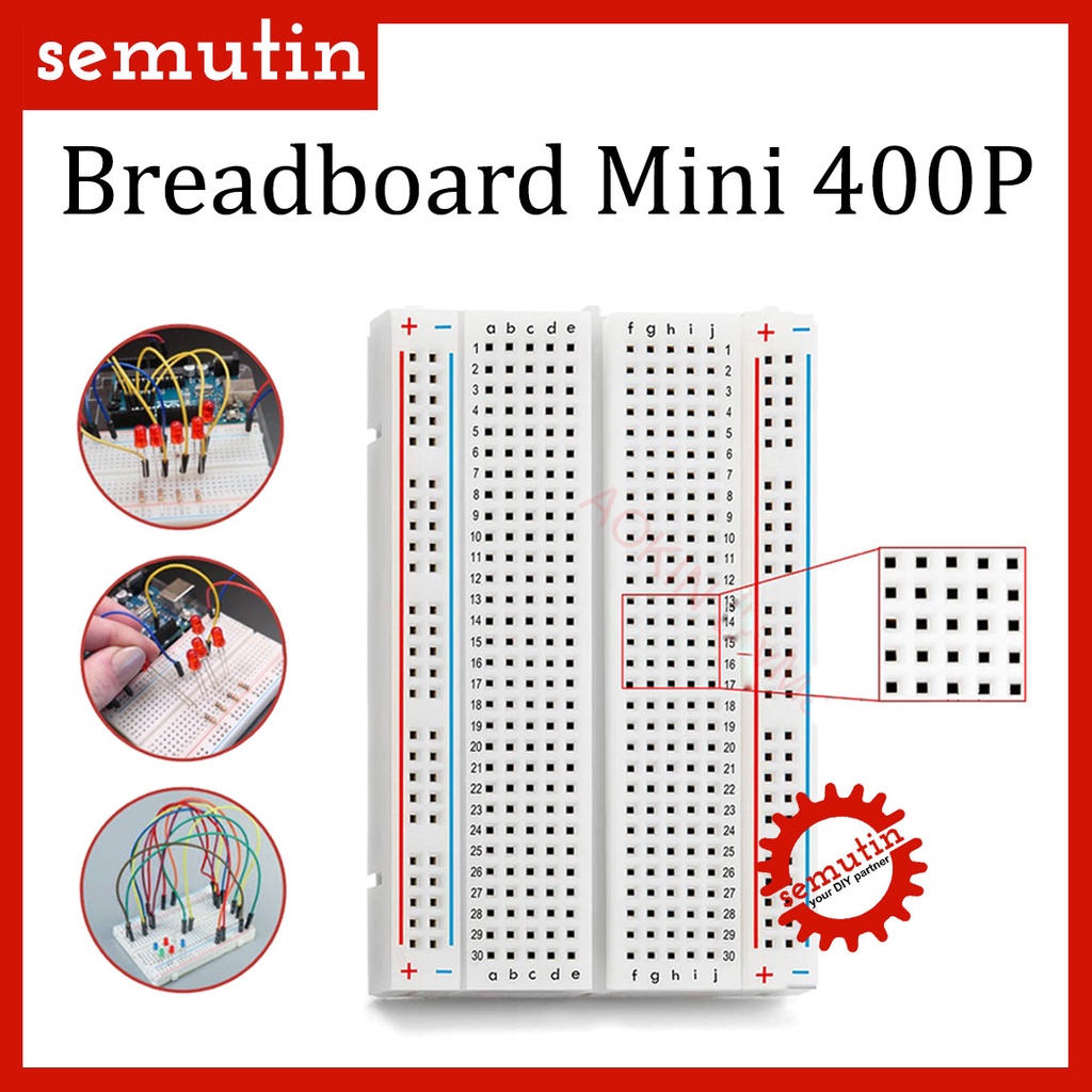 Jual Breadboard Mini 400 Tie Points / 400P Solderless Titik Cocok Dgn ...